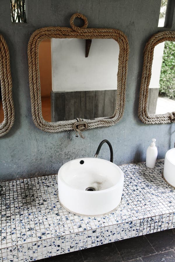 White Ceramic Basin in Bathroom Modern Basin in Toilet Stock Photo ...
