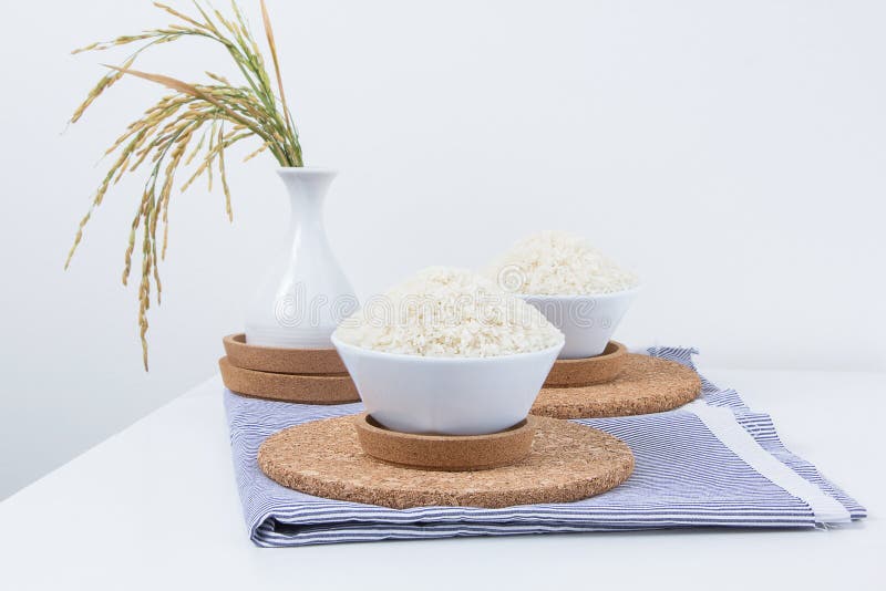 White Ceramic Bowl Containing Rice. Stock Image - Image of agricultural ...