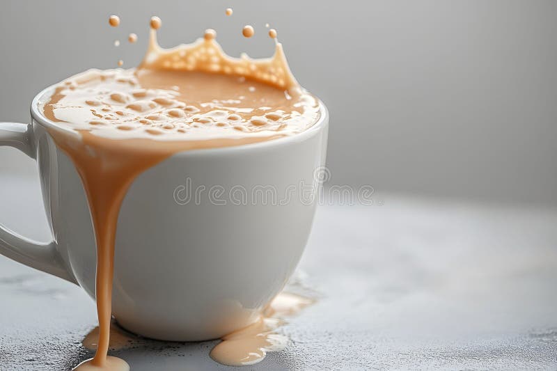 Overflowing Coffee Cup with Splashing Liquid Dynamic Morning Beverage ...