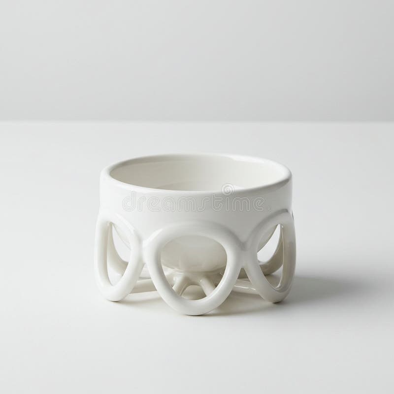 White Ceramic Cup with an Openwork Base Featuring Interlocking, Curved Loops Stock Illustration ...