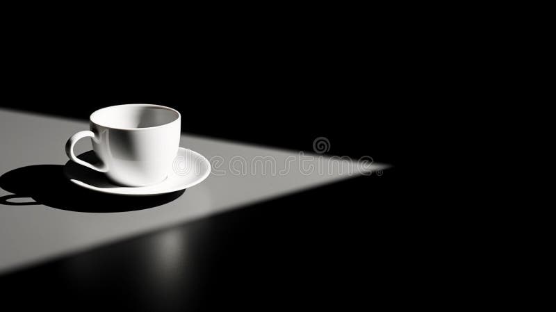 White Ceramic Cup on a Round Saucer Cast in a Deep Shadow, AI-generated ...