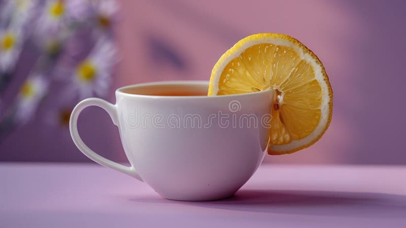 White Ceramic Cup Tea Slice Lemon Rim Stock Photos - Free & Royalty ...