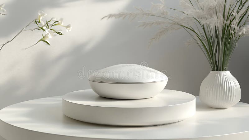 White Ceramic Diffuser on Round Platform with Soft Lighting Stock ...