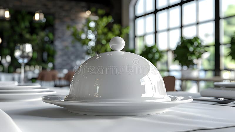 White Ceramic Dome Food Cover 3D Render Stock Illustration ...