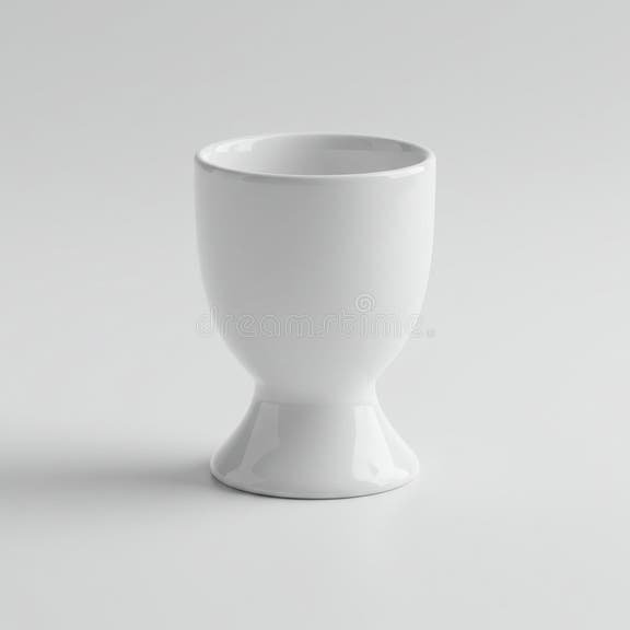 White Ceramic Egg Cup with a Smooth, Glossy Finish. the Cup Features a ...