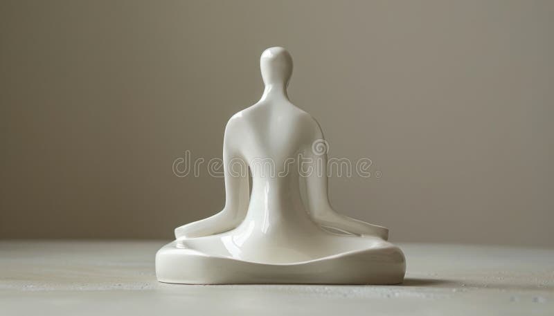 White Ceramic Figure Meditating in a Calm and Minimalist Space Stock ...