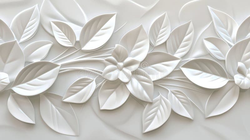 White Ceramic Floral Relief Artwork on Wall Stock Photo - Image of ...