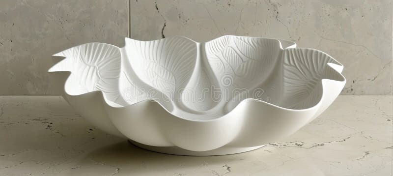 White Ceramic Fruit Bowl with Leave Patterns. Modern, Stylish Fruit ...