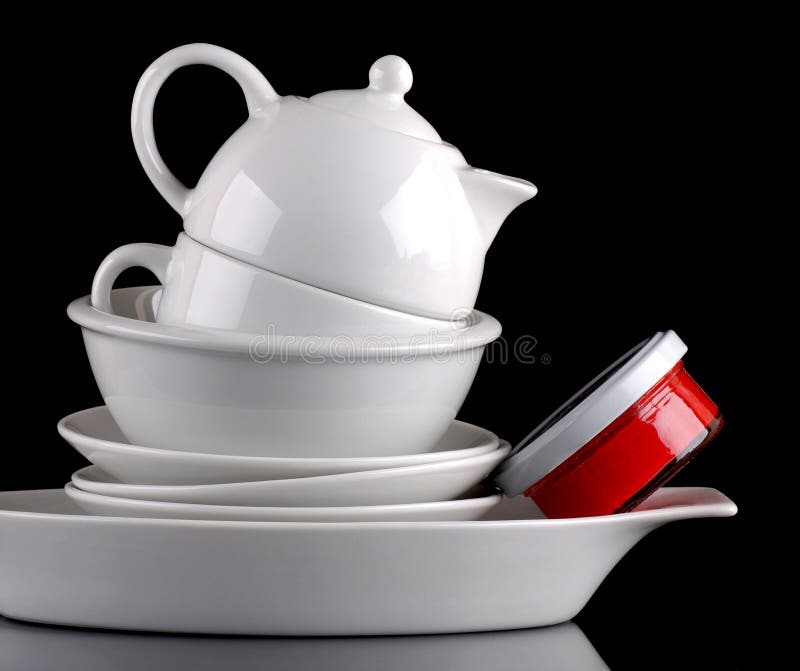 White Ceramic Kitchen Tools Stock Image - Image of empty, table: 25782201