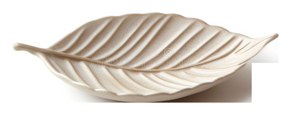 White Ceramic Leaf-shaped Dish Isolated on Transparent Background. Home ...