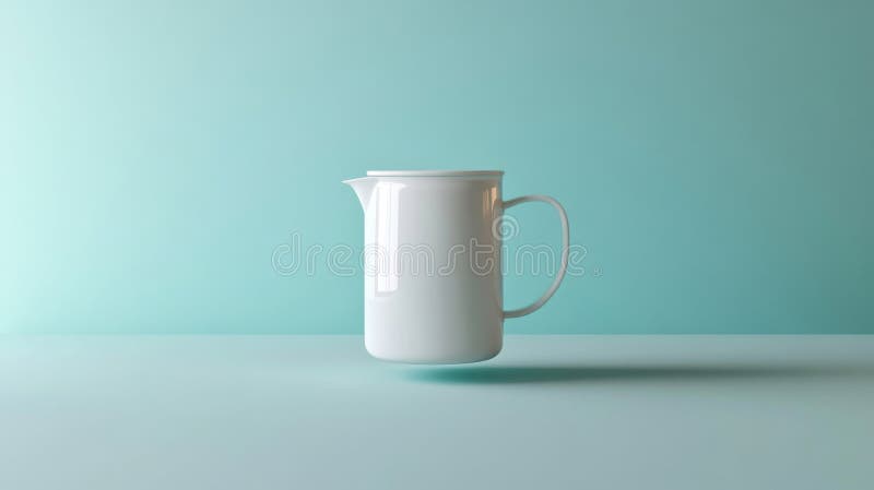 White Ceramic Milk Pitcher on Teal Background Stock Illustration ...