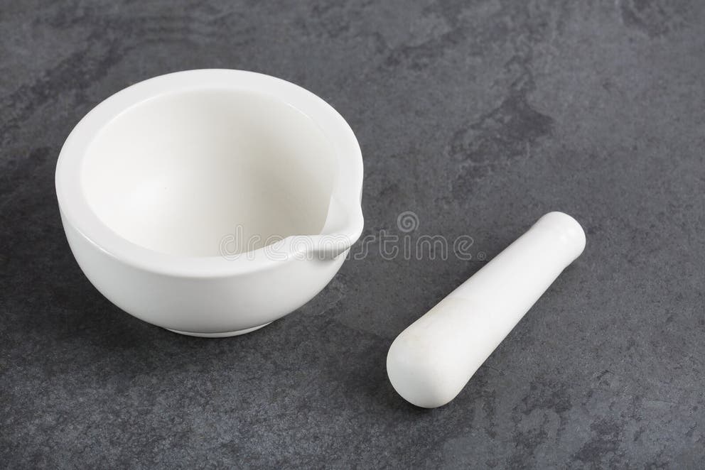 White Ceramic Mortar - Top View. Kitchen Table Stock Photo - Image of ...