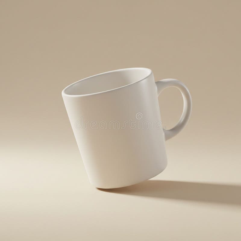 White Ceramic Mug with a Smooth Surface, Balanced on Its Bottom Edge ...