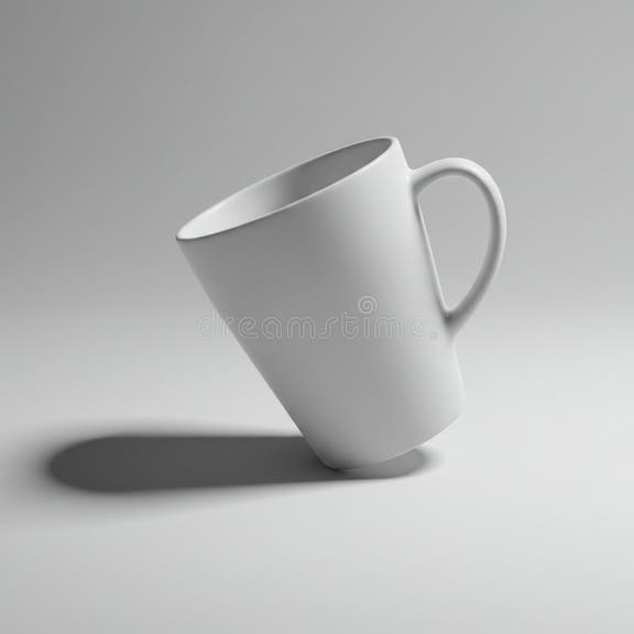 A White Ceramic Mug is Tilted at an Angle, Balancing Precariously on ...