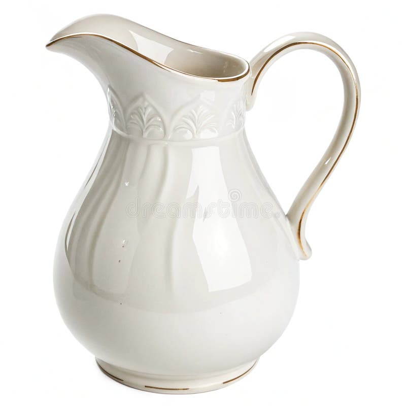 White Ceramic Pitcher Isolated on White Background Stock Illustration ...