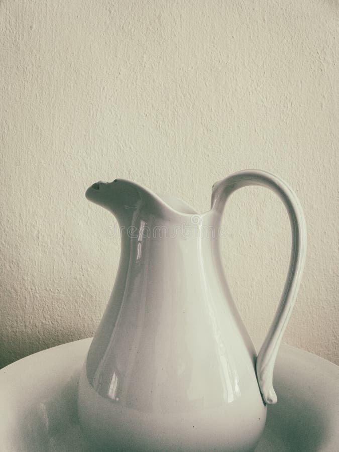 White Ceramic Pitcher Still Life Stock Photo - Image of white, copy ...