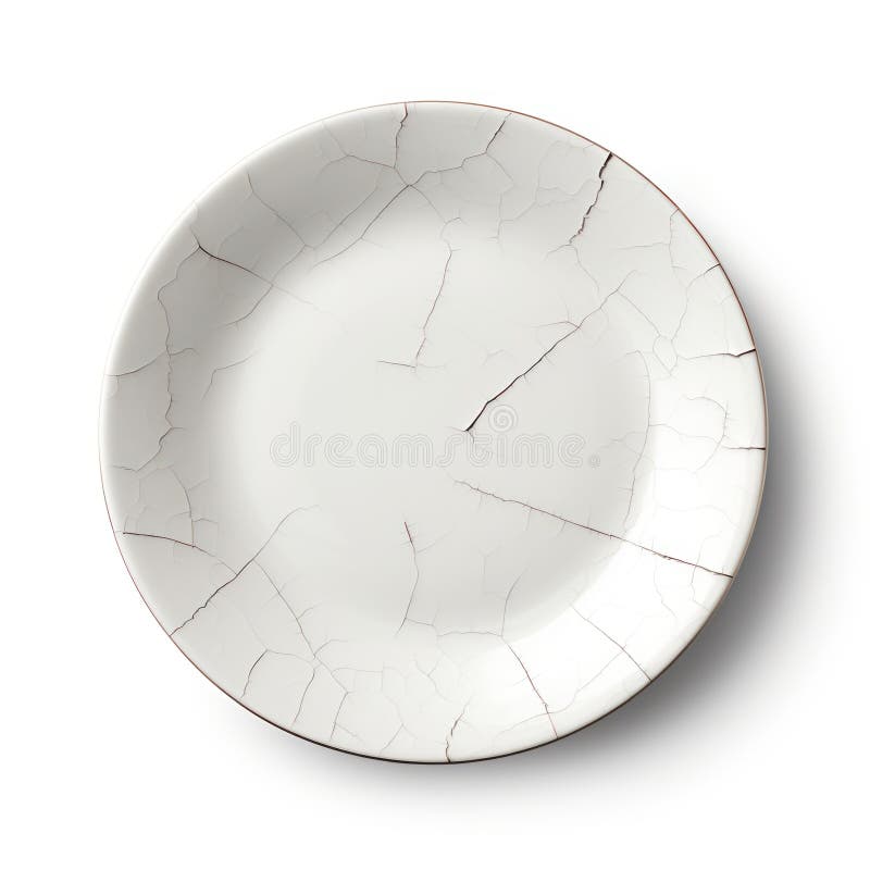 White Ceramic Plate with Cracked Texture. Classic White Dinner Plate ...