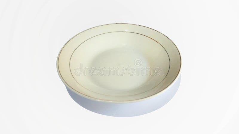 White Ceramic Plate Isolated on Table. Concave Dinner Plate Stock Photo ...