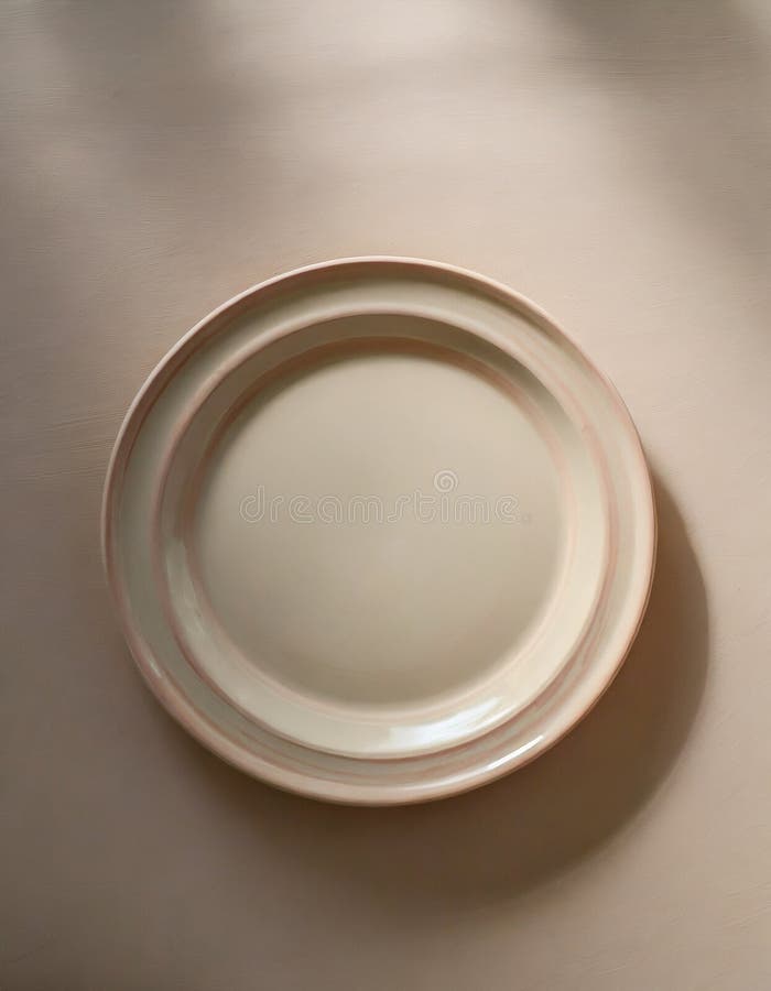 White Ceramic Plate Mockup, Blank Template of Dish on Table Stock ...