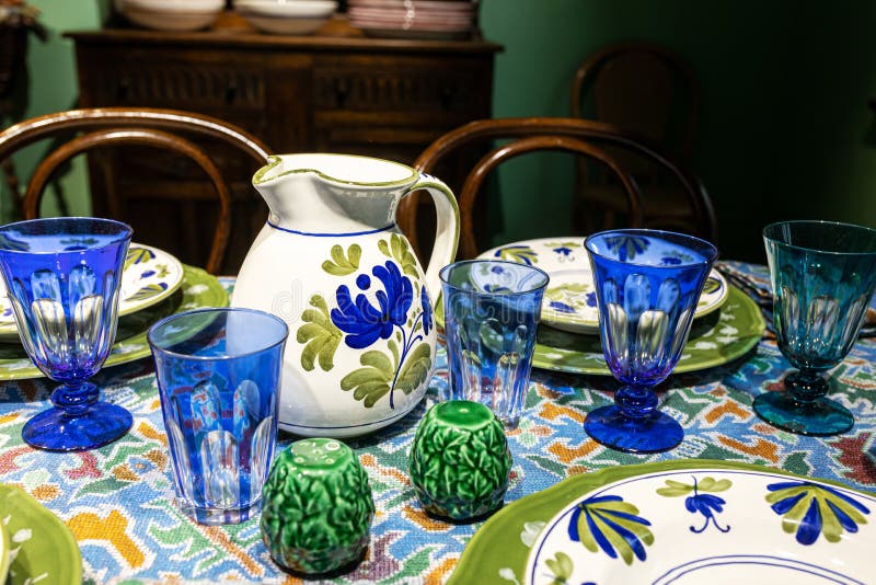 White Ceramic Plates on Shelf in a Store. Designer Ceramic Plates with ...