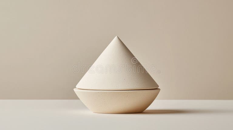 A White Ceramic Pyramid Sits on a White Surface. Stock Image - Image of ...