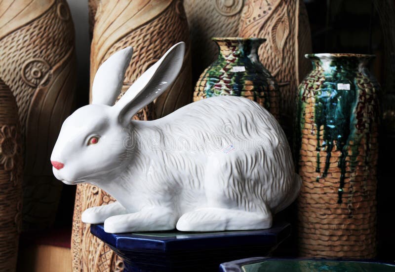The white ceramic rabbit stock photo. Image of foshan - 5376660