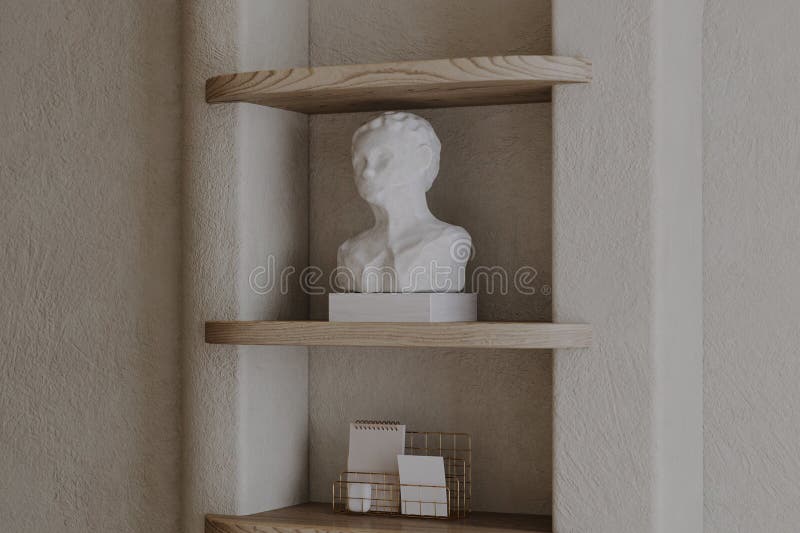 A White Ceramic Sculpture Showcase on the Rack in the Boho Bedroom ...