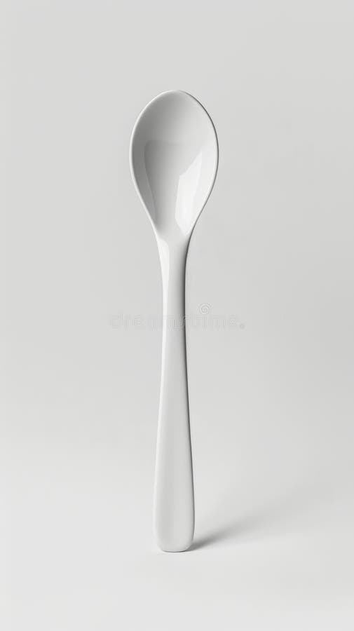 White Ceramic Spoon on White Background, Minimalistic Studio Shot ...