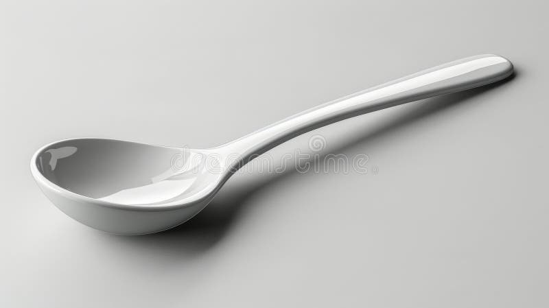White Ceramic Spoon on a Plain Surface, Minimalist Design. Kitchen and ...