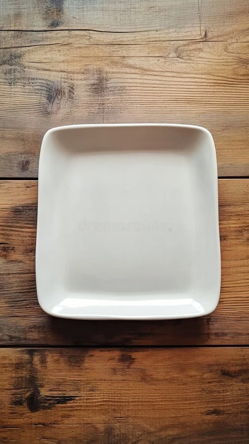 White Ceramic Square Plate with Slightly Rounded Edges and Matte Finish ...