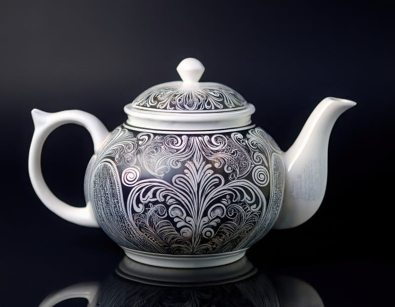A Ceramic Tea Pot with Intricate Hand-painted Details Stock ...
