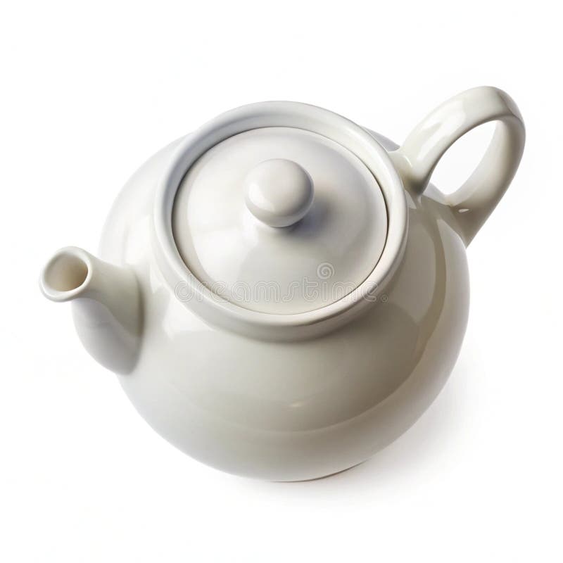 White Ceramic Teapot Top View Isolated on White Background Stock ...