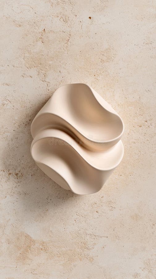 White Ceramic Vase Featuring Fluid Lines Stands on a Muted Stone ...