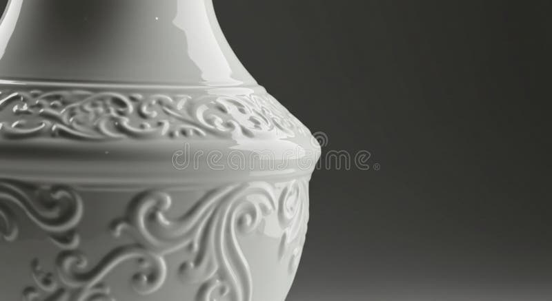 White Ceramic Vase with Intricate, Raised Scrollwork Patterns. the ...
