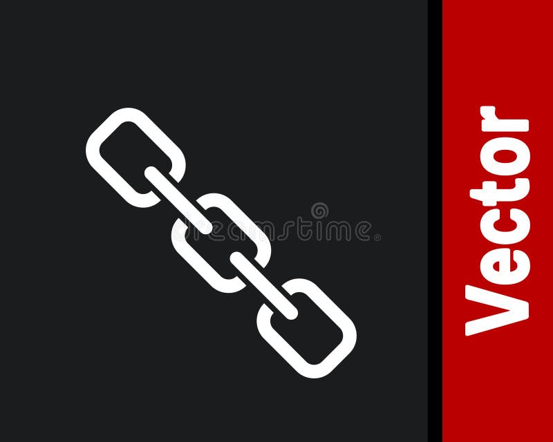 White Chain Link Icon Isolated on Black Background. Link Single ...
