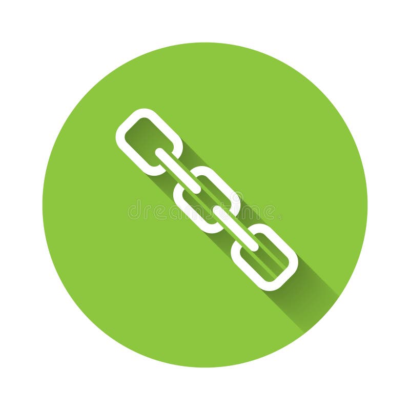 White Chain Link Icon Isolated with Long Shadow. Link Single. Hyperlink ...