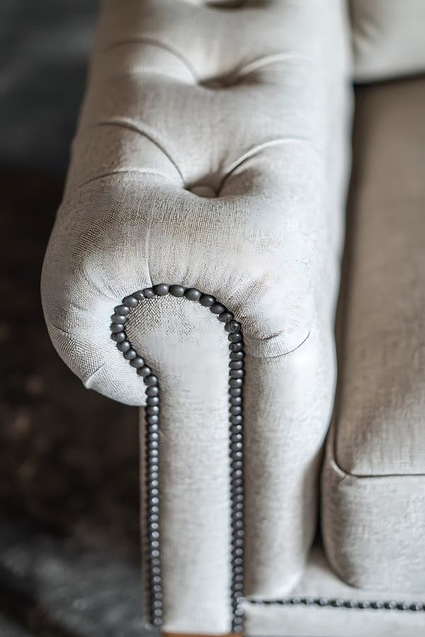 A White Chair with a Black Trim and Silver Buttons Stock Illustration ...
