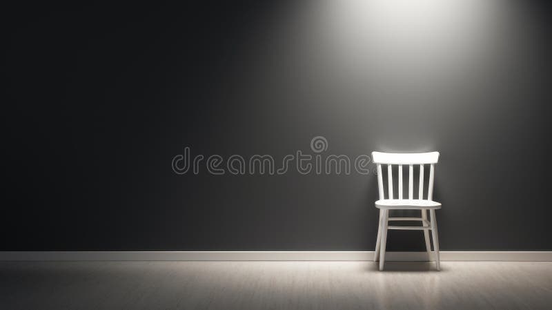 A White Chair Contrasts with a Dark Backdrop, Its Light Shadow Casting ...
