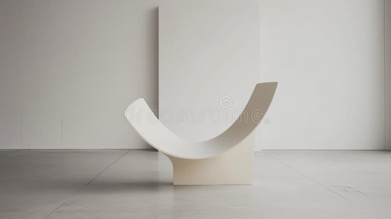 A White Chair with a Curved Backrest and Seat. Stock Image - Image of ...