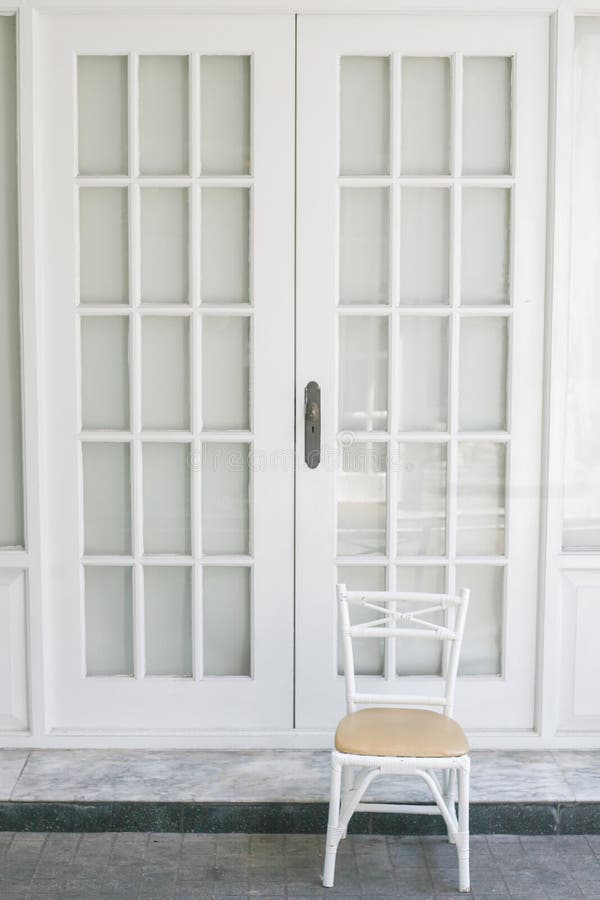 White Chair and White Door. Stock Photo - Image of country, abstruct ...