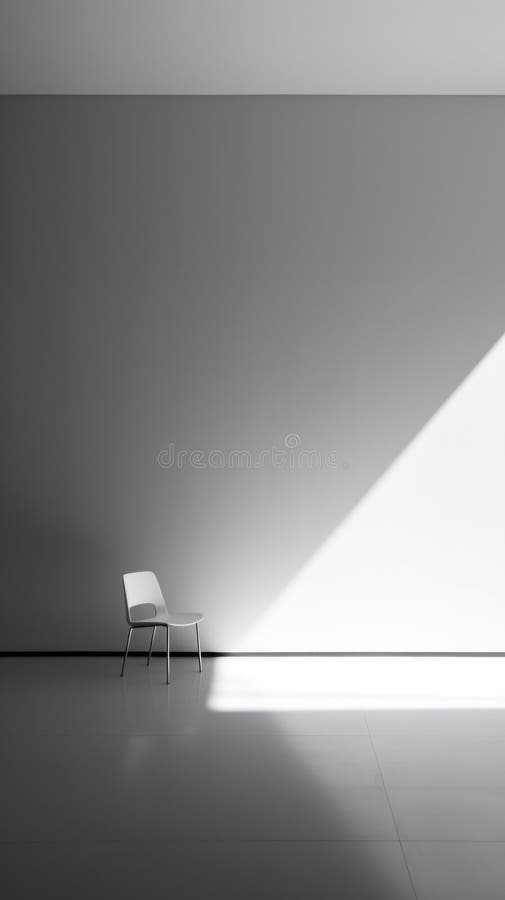 White Chair in Empty Room with White Wall Stock Illustration ...