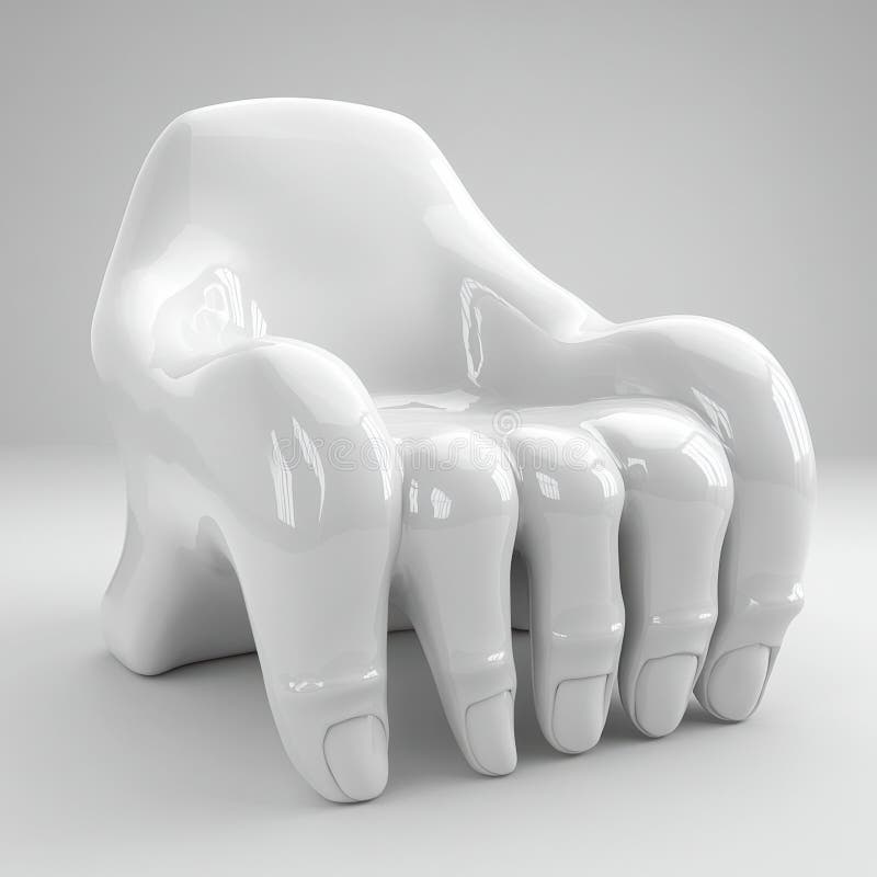 A White Chair with a Large Hand on the Back of it, AI Stock Photo ...