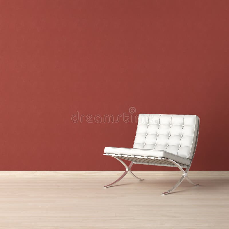 Minimal Modern Interior Armchair FACE a BLANK WALL Stock Illustration ...