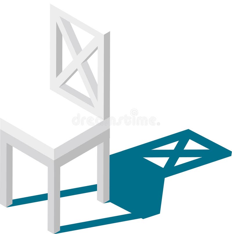 White Chair with X Shaped Back Casting Shadow on Blue Surface, Creating ...