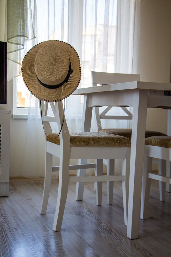 White Chair and Table on Interior of the Room. Stock Photo - Image of ...
