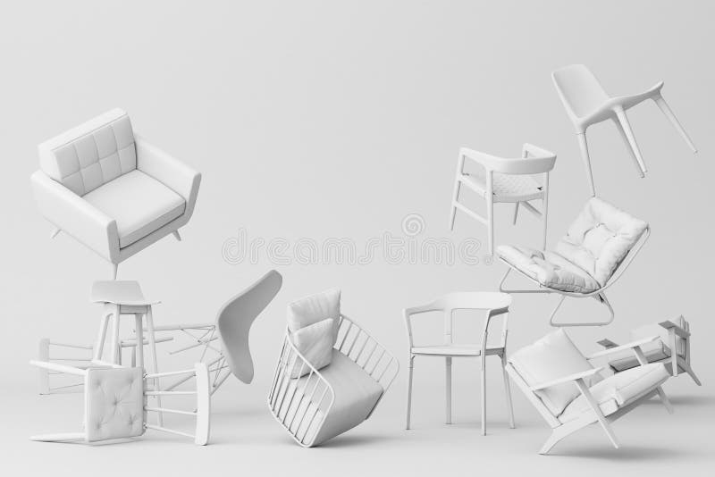 White Chairs in Empty White Background. Concept of Minimalism ...