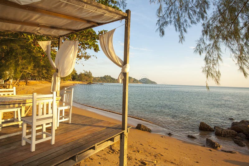 White Chairs and Table on a Balcony with Nice View Stock Image - Image ...