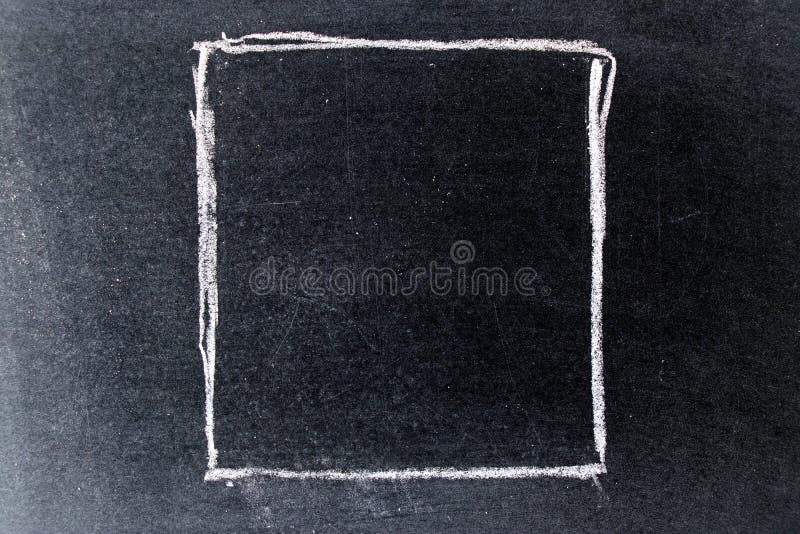 White Chalk Drawing in Blank Square Shape on Black Board Stock Image ...