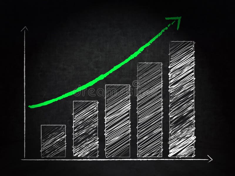 White Chalk Drawing Success Bar Graph Stock Illustration - Illustration ...