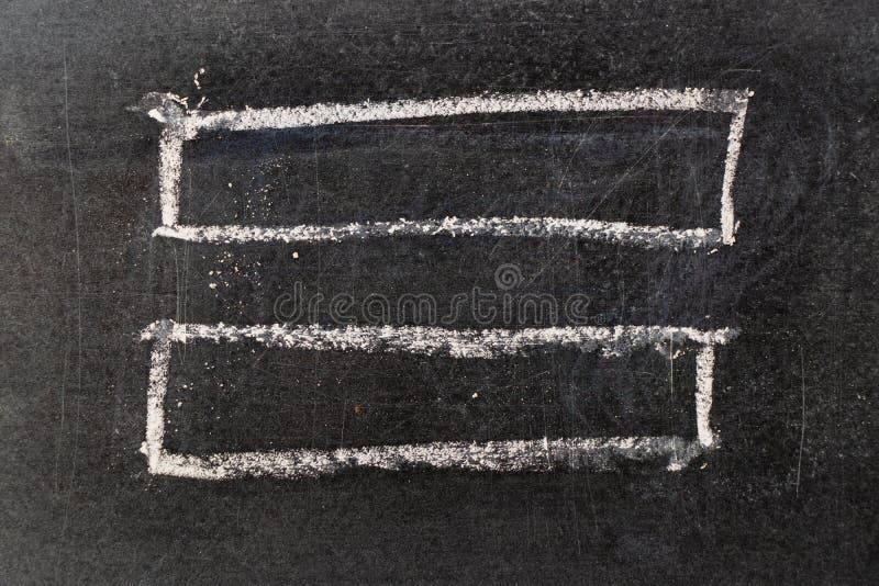 White Chalk Hand Drawing in Square or Banner Shape on Black Board ...